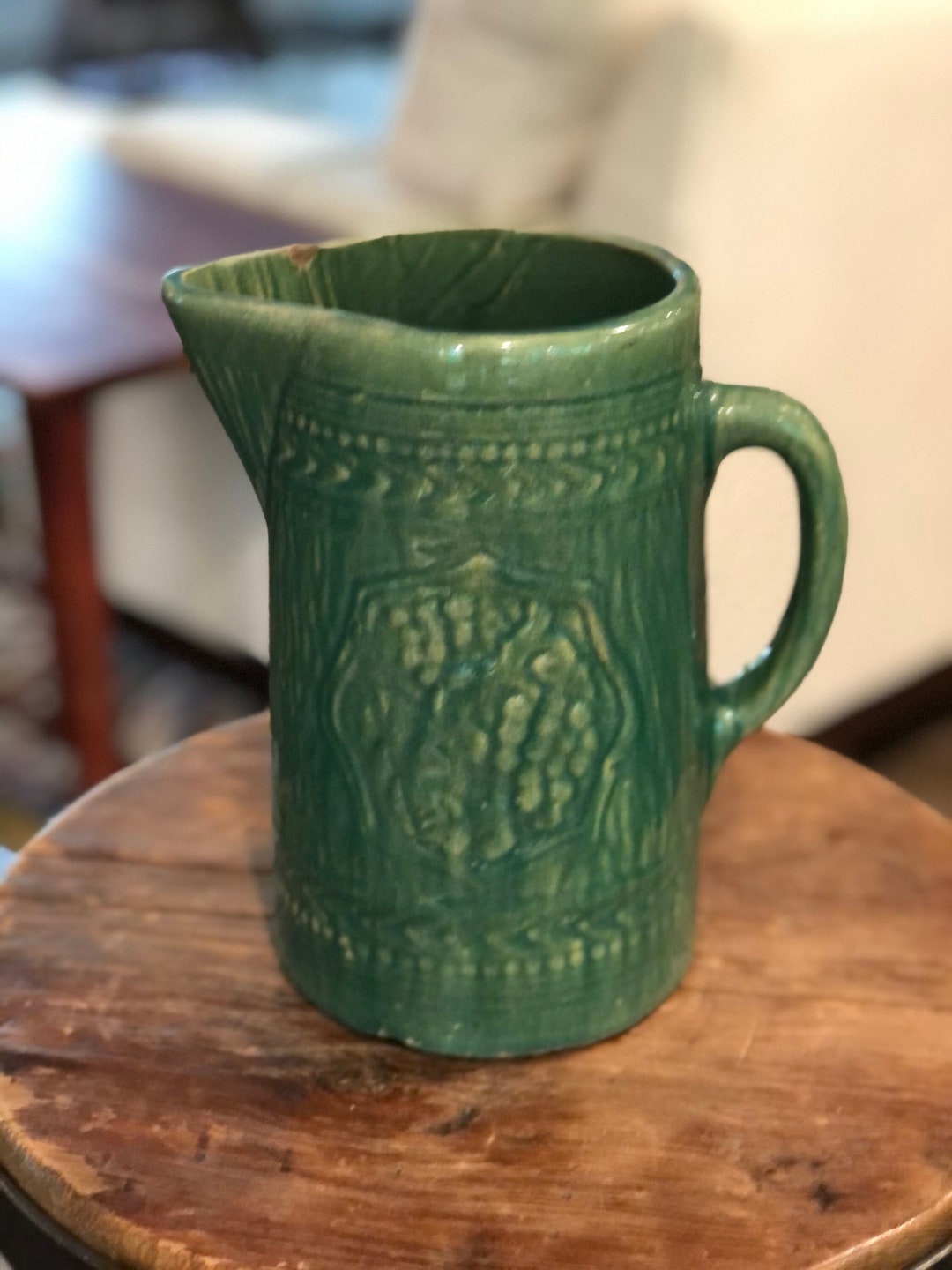 Mccoy Pottery Yellow Ware Pitcher in Grape Leaves Pattern, Yellowware ...