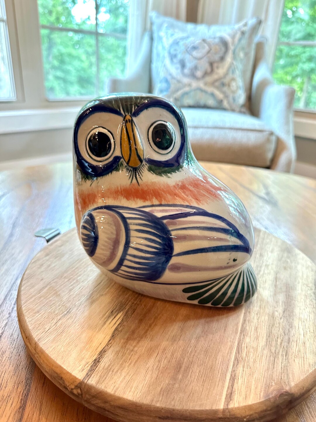 Vintage Tonala Mexican Pottery Owl | Erandi Signed - Etsy