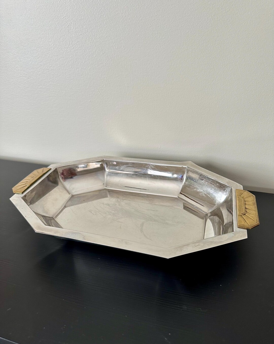 Vintage Circa 1920s Art Deco Revival Steel and Bronze Tray by Jean ...