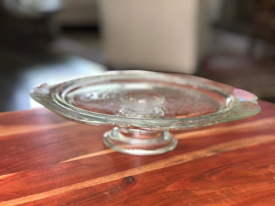 Vintage Indiana Glass Recollection Crystal Glass Pedestal Cake Plate ...