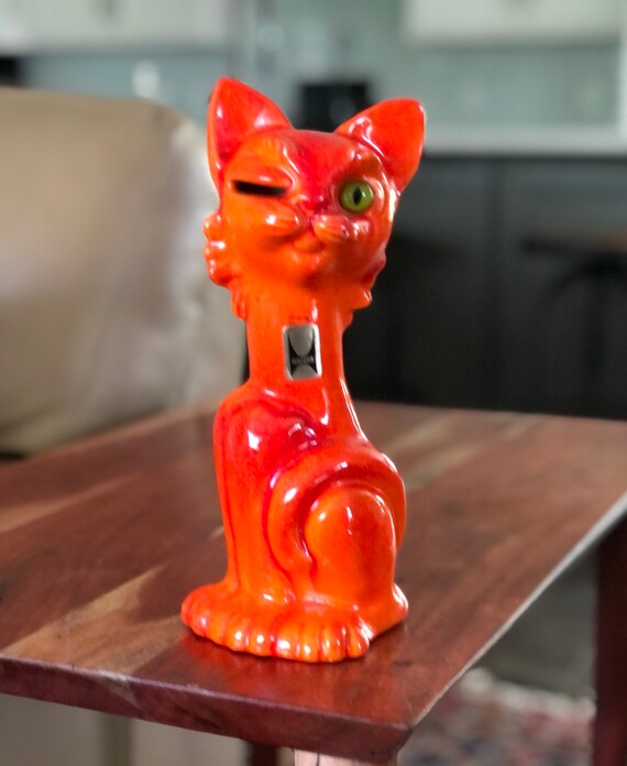 MCM Vintage Haeger Winking Cat Piggy Bank | Etsy