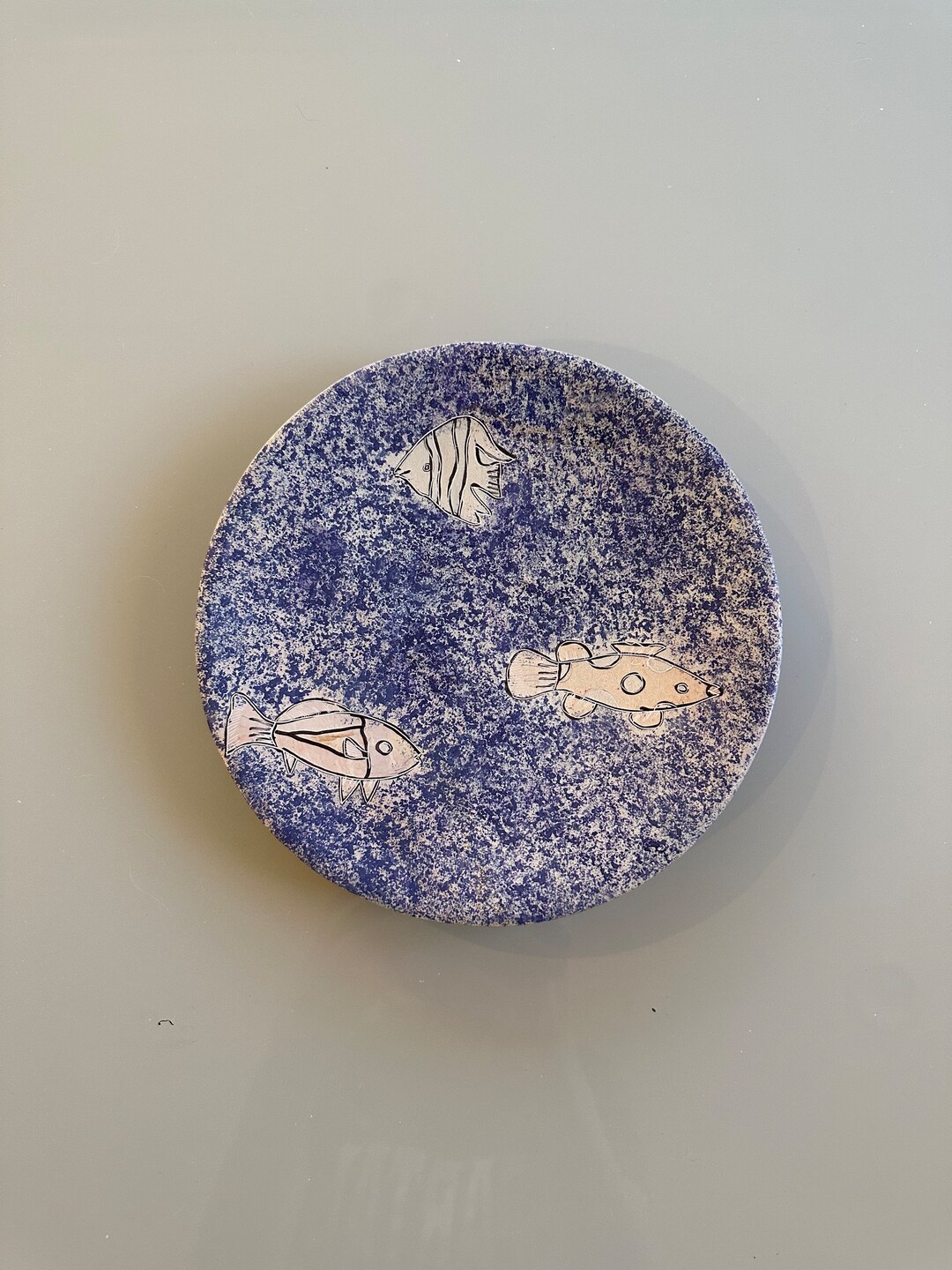 Vintage Handmade Fish Plate | Unusual | Cobalt Blue | Tropical Fish ...