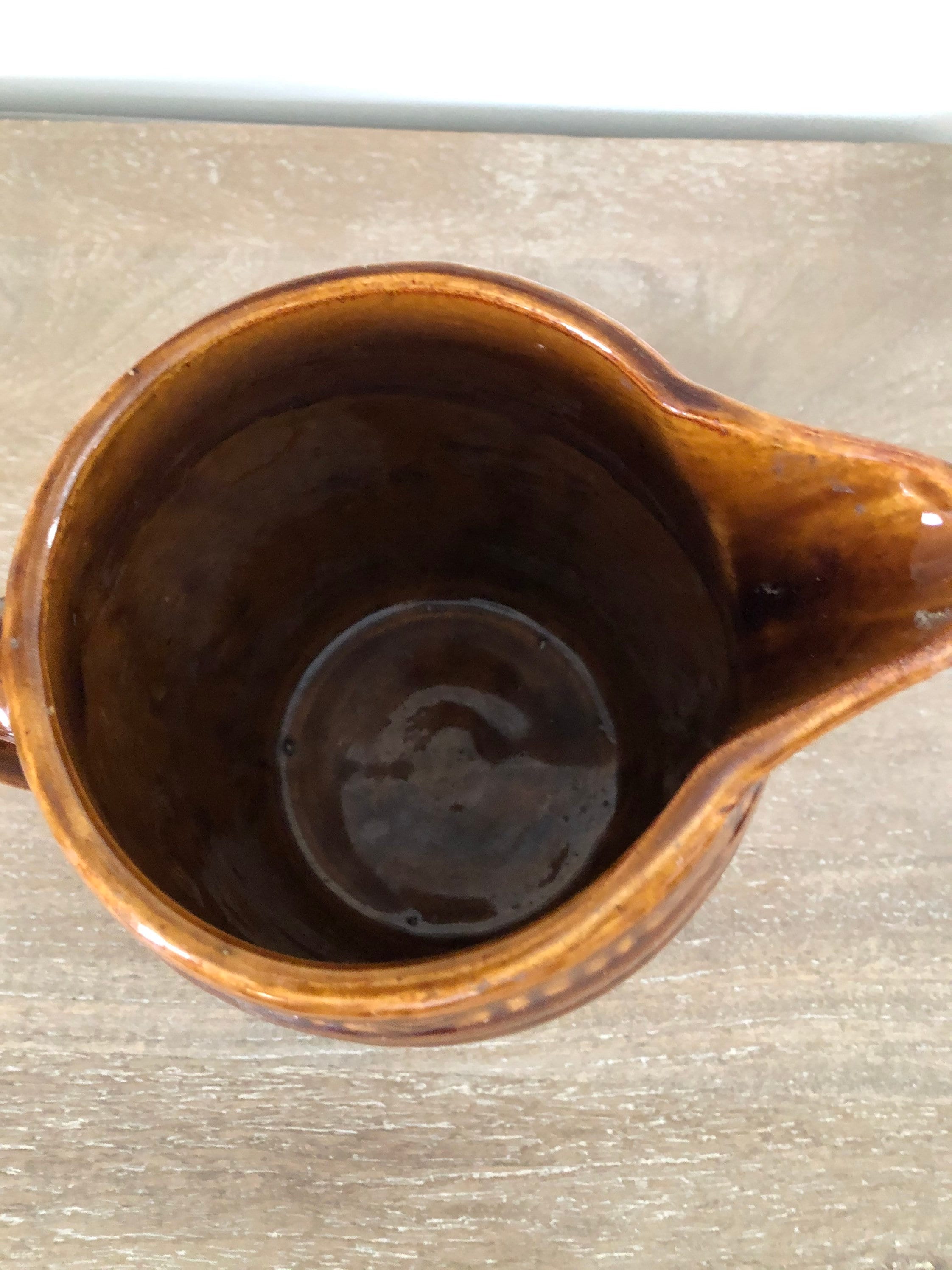 Antique, Mccoy Stoneware Pitcher, Unmarked, Dark Brown Barrel Design ...