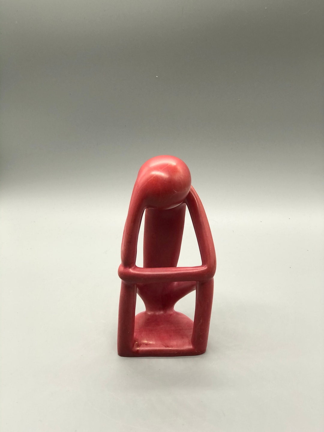 Carved Soapstone Statue Thinking Man Red Abstract Minimalist African - Etsy