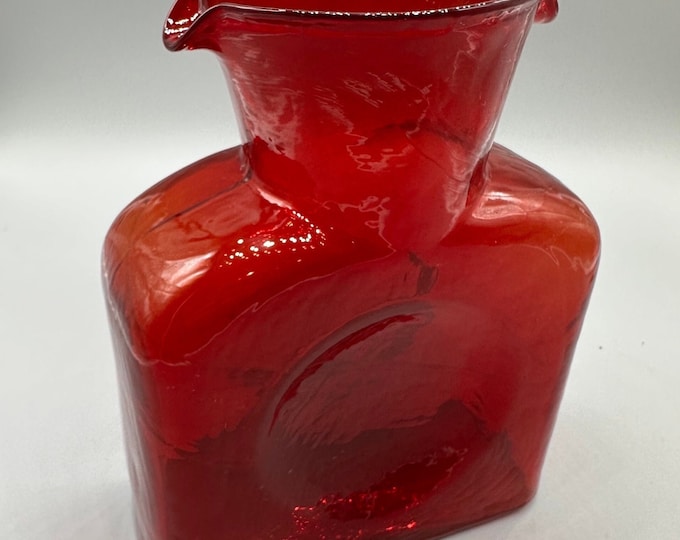 Gorgeous Red Blenko Glass Pitcher-art Glass Pitcher-decanter-blenko ...