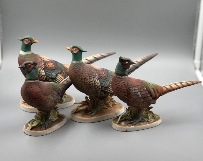 Set of 4 Lefton Mid Century Modern Pheasants Figurines-set of Game Bird ...