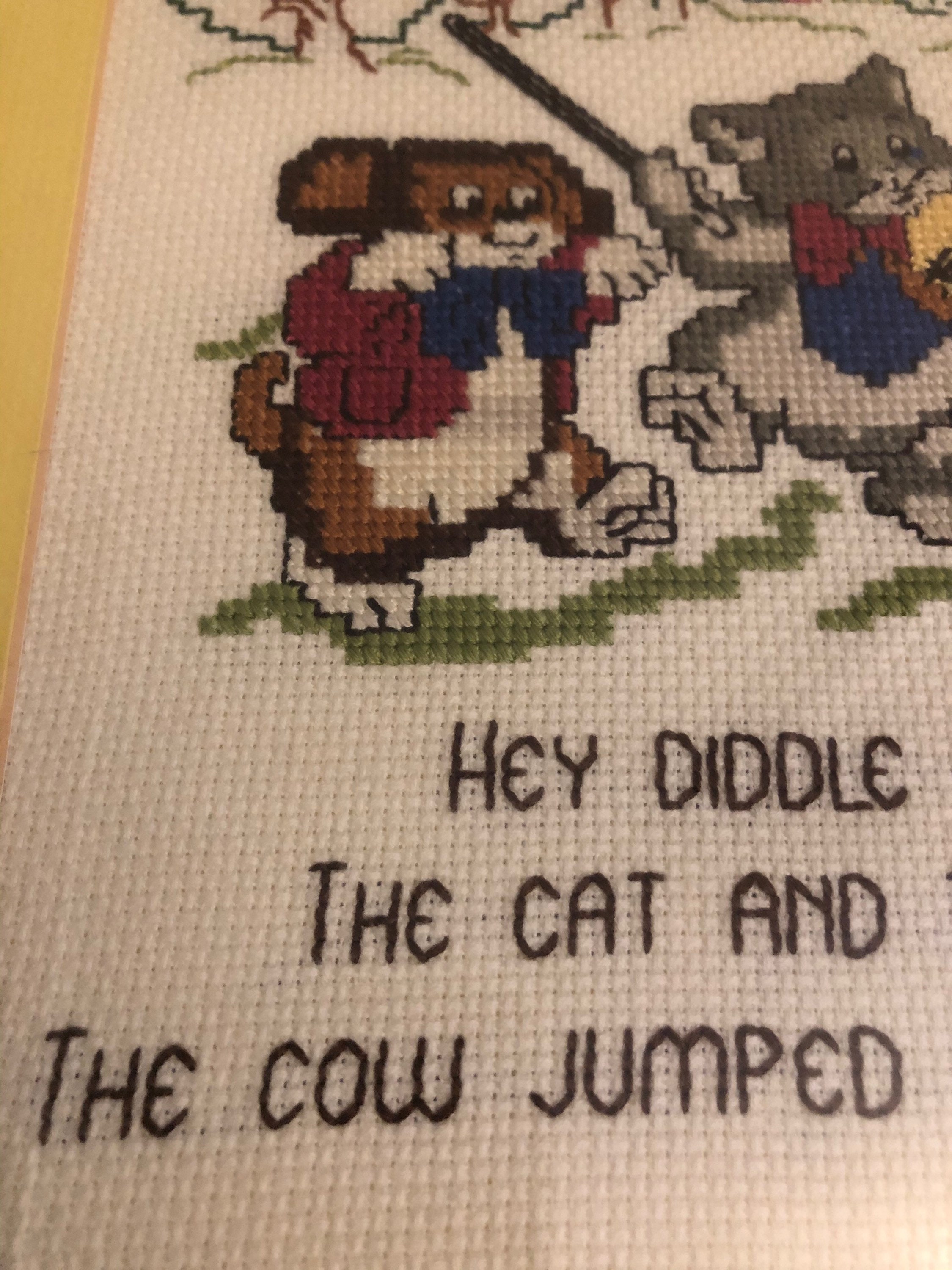 Vintage Nursery Rhyme Cross Stitch Matted and Framed | Etsy