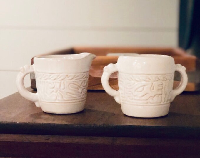 Frankoma 8 Oz. Mayan Aztec Cream and Sugar Service (no. 7A and 7B), Ada ...