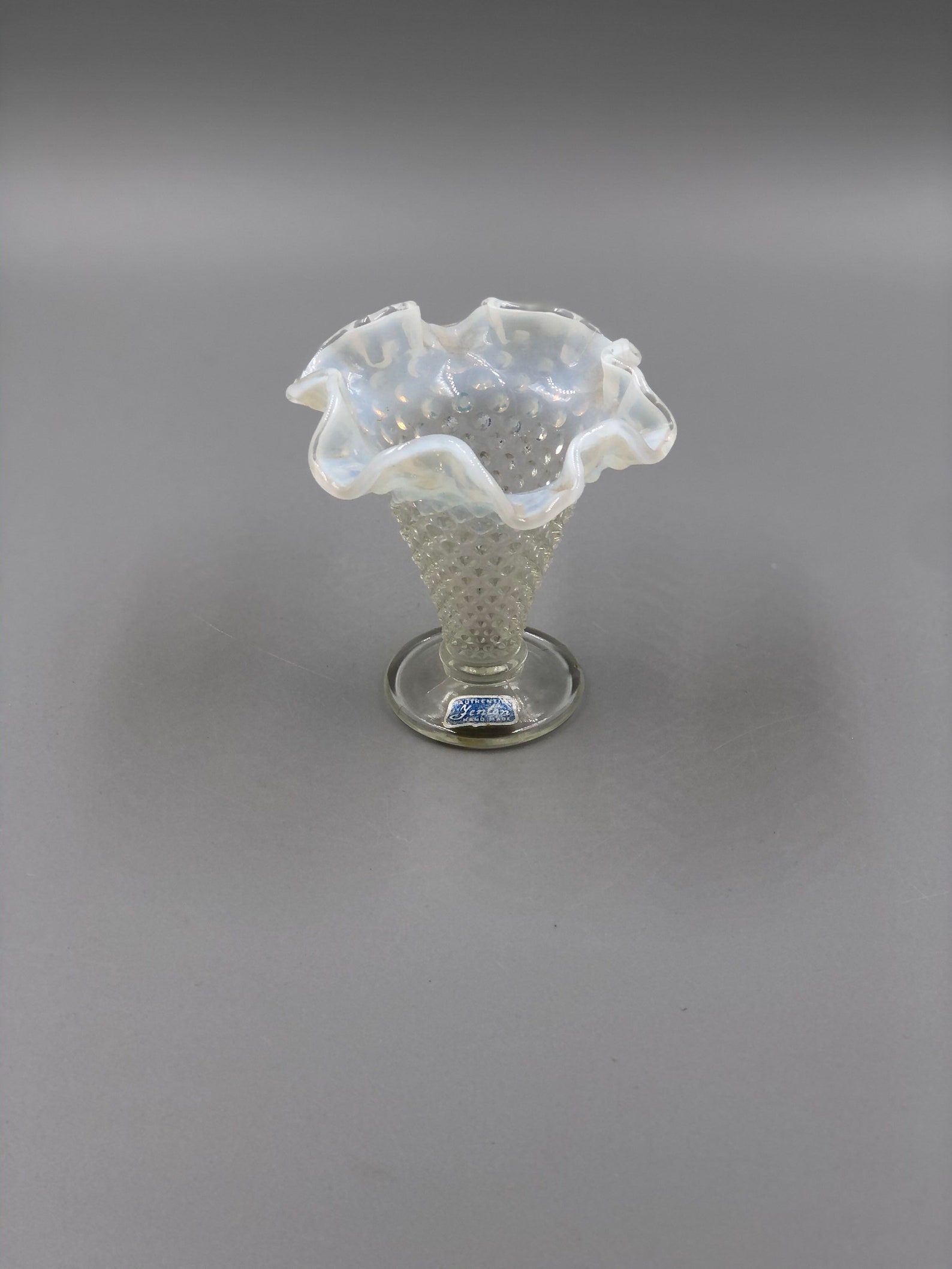 Vintage Fenton Art Glass Hobnail Clear Opalescent Crimped - Etsy