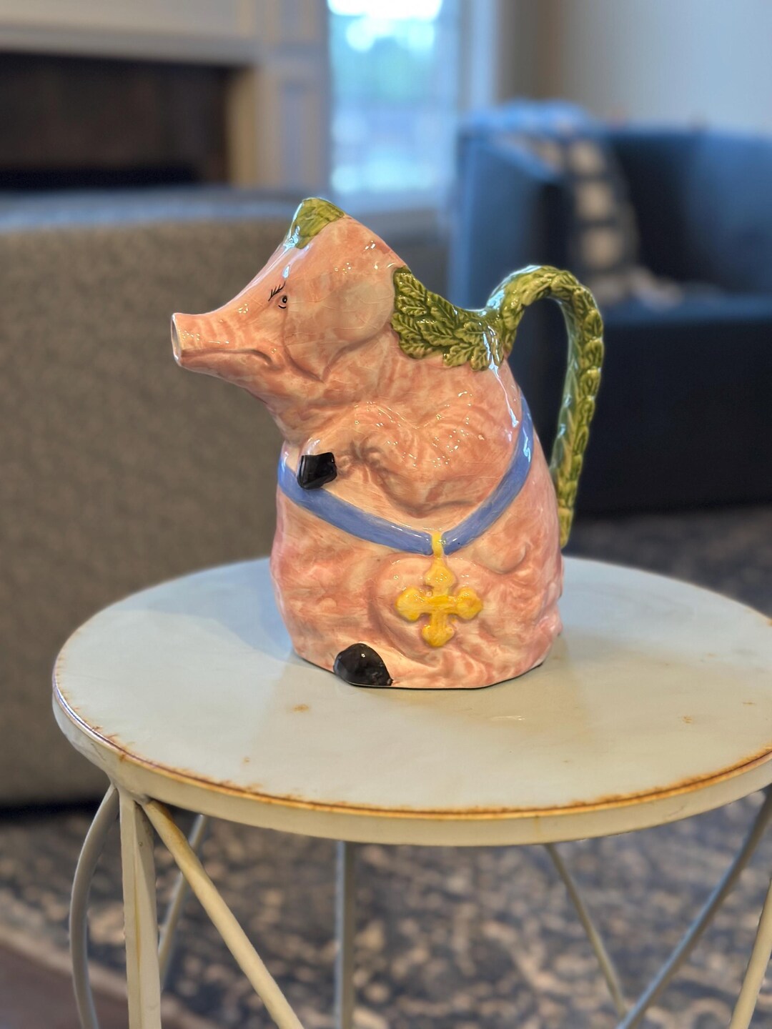 Vintage Italian Ceramic Figural Pig Water Pitcher | Whimsical Pig ...