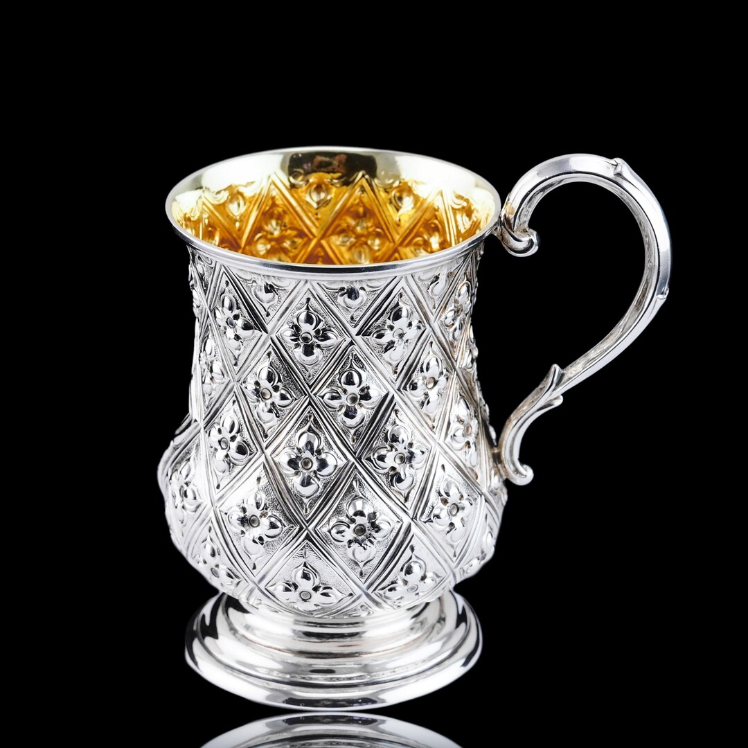 Antique Victorian Solid Silver Mug Abercorn/pineapple Design Martin ...