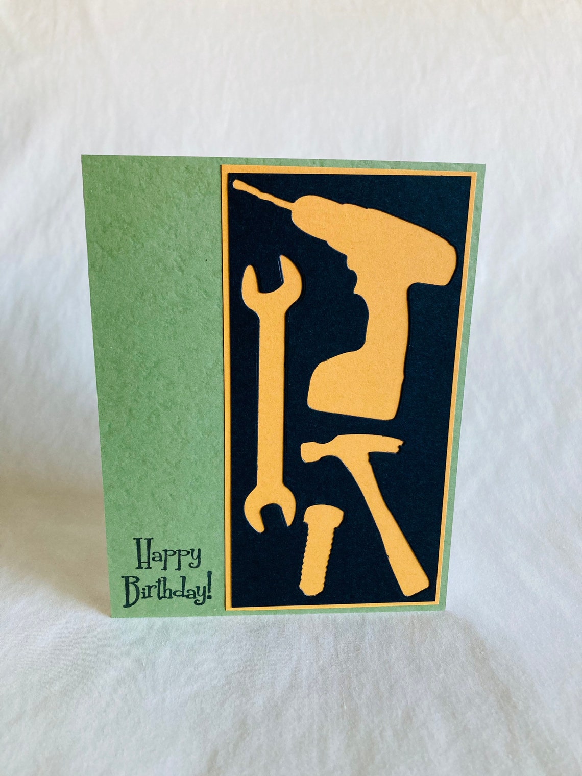 Construction Birthday Card, Happy Birthday Handmade Card, Power Tools ...