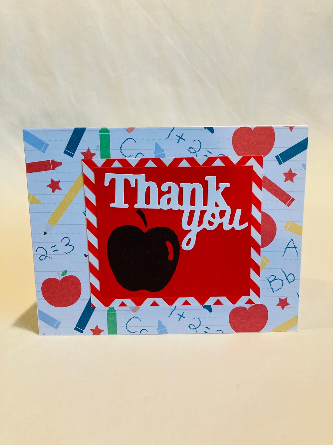 Thank You Teacher Card Thank You Apple Card Handmade School - Etsy