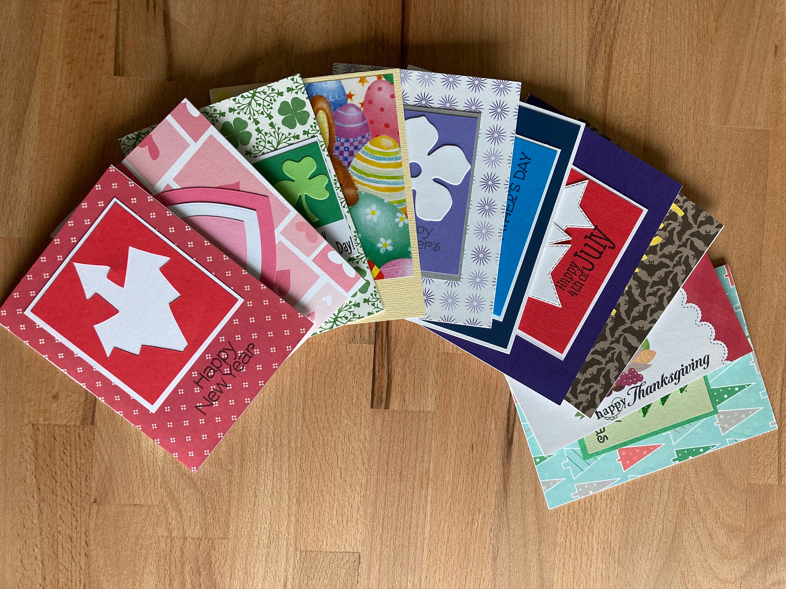 10 Cards Holiday Pack, All Year Holiday Card Set, Includes 10 Unique ...