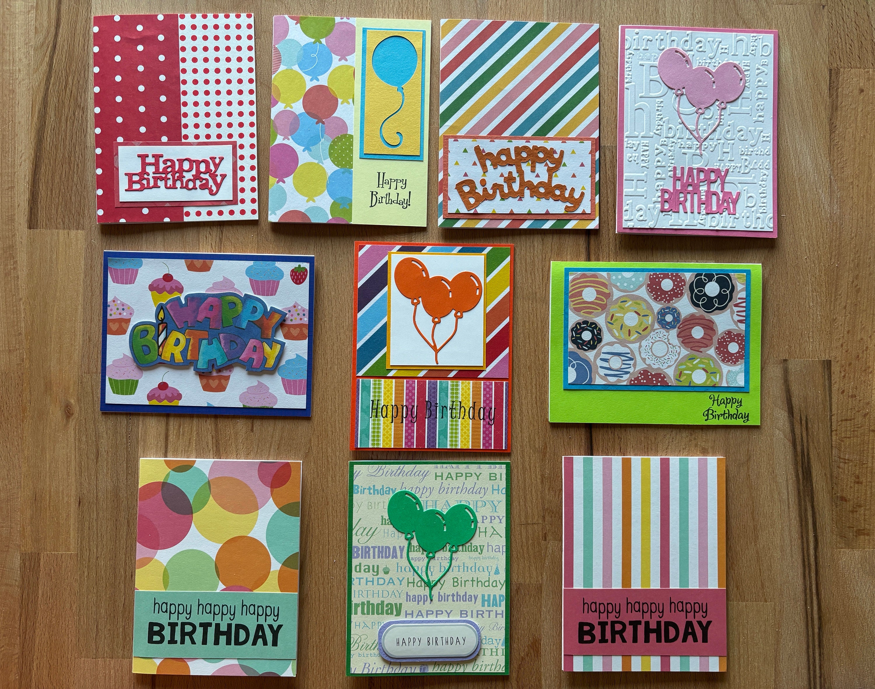 10 Cards Birthday Pack, Variety Birthday Card Set, Includes 10 Unique ...