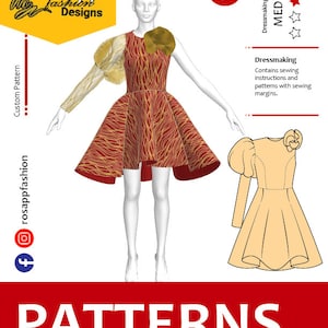 Rosa Circle Sewing Pattern for Women Dress/round Neckline/ Puff Sleeve ...
