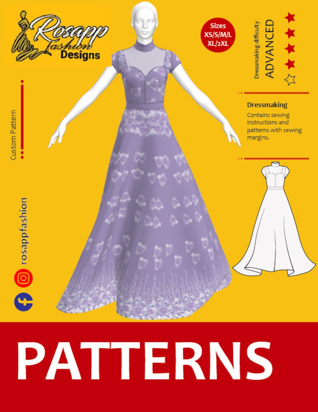 Best Pdf Digital Sewing Pattern for Women/umbrella Dress/turtle ...
