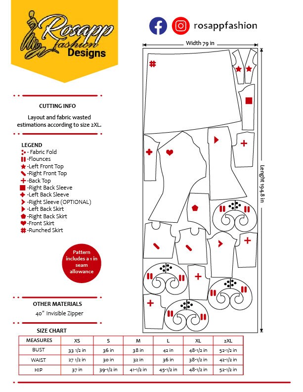 Sally Sewing Pattern for Women Dress/flounce Sleeve/ranched Skirt/silt ...