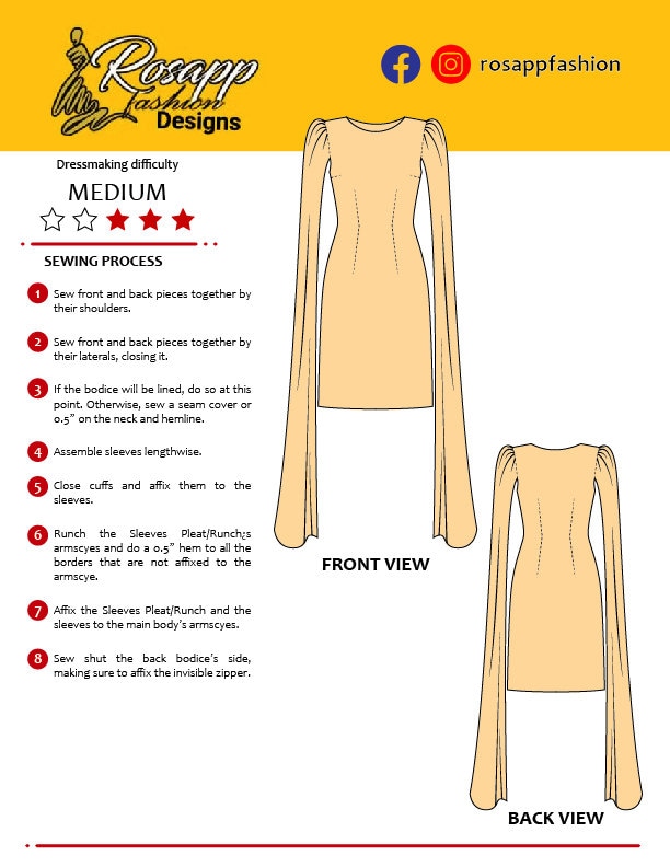 Pretty Sewing Pattern for Women Dress/ Cloak Sleeves/mini Dress/size S ...
