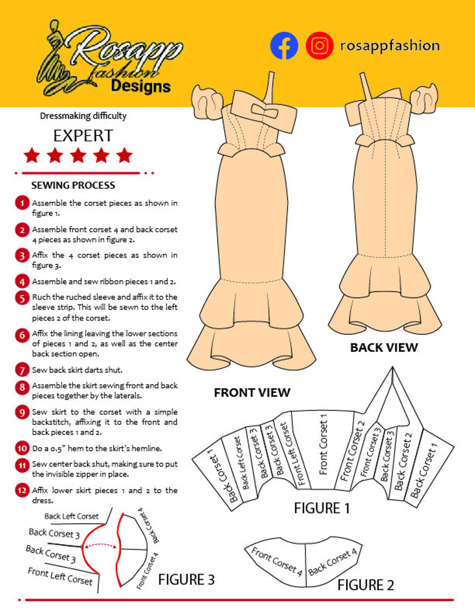 Mighty Corset Sewing Pattern for Women Trumpet Mermaid Dress/ Floor ...