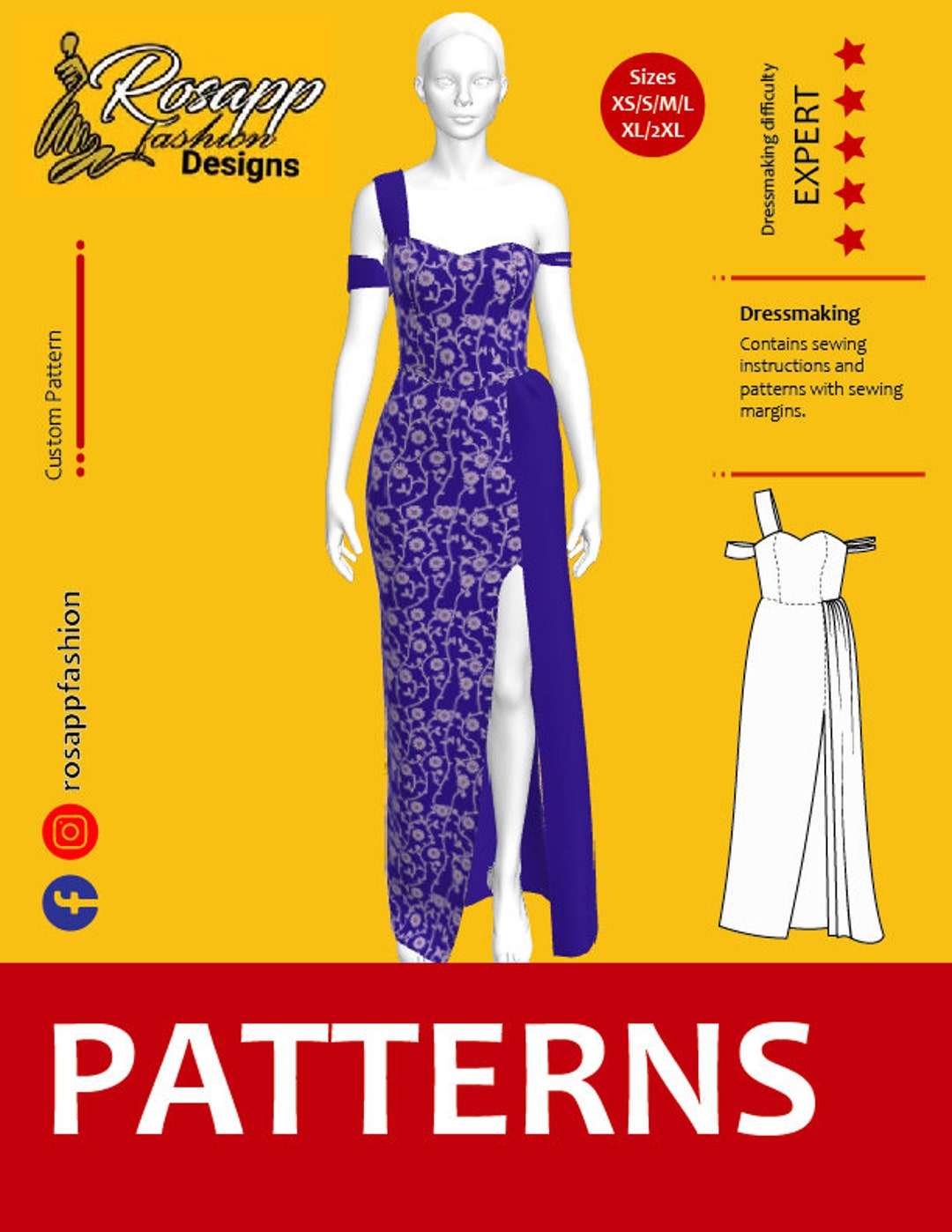 Sweetheart Sewing Pattern for Women Dress/side Slit With Side Pleated ...