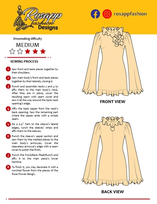 Classy Shift Sewing Pattern for Women /below Knee/ Bell Long Sleeve/turtle Neckline/sizes;s-2xl ...