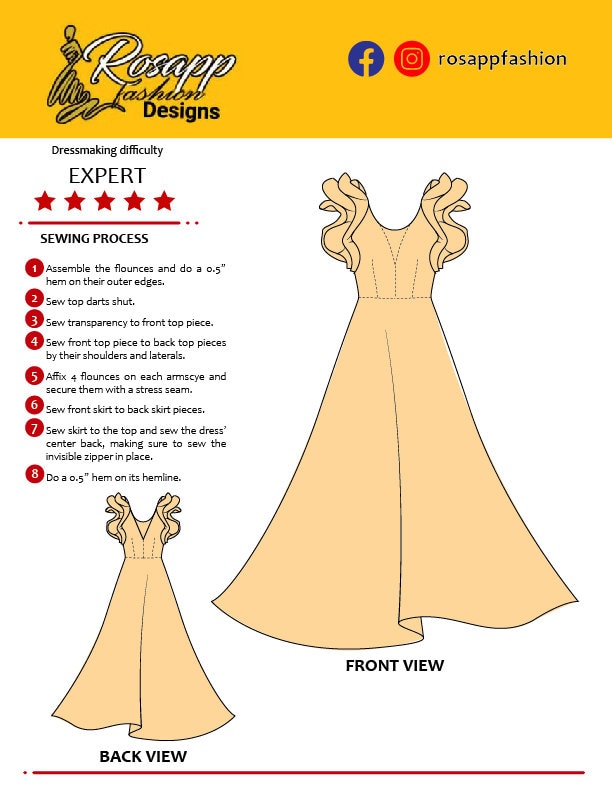 Umbrella Sewing Pattern for Women Dress/ Flounces Sleeve/plunge ...