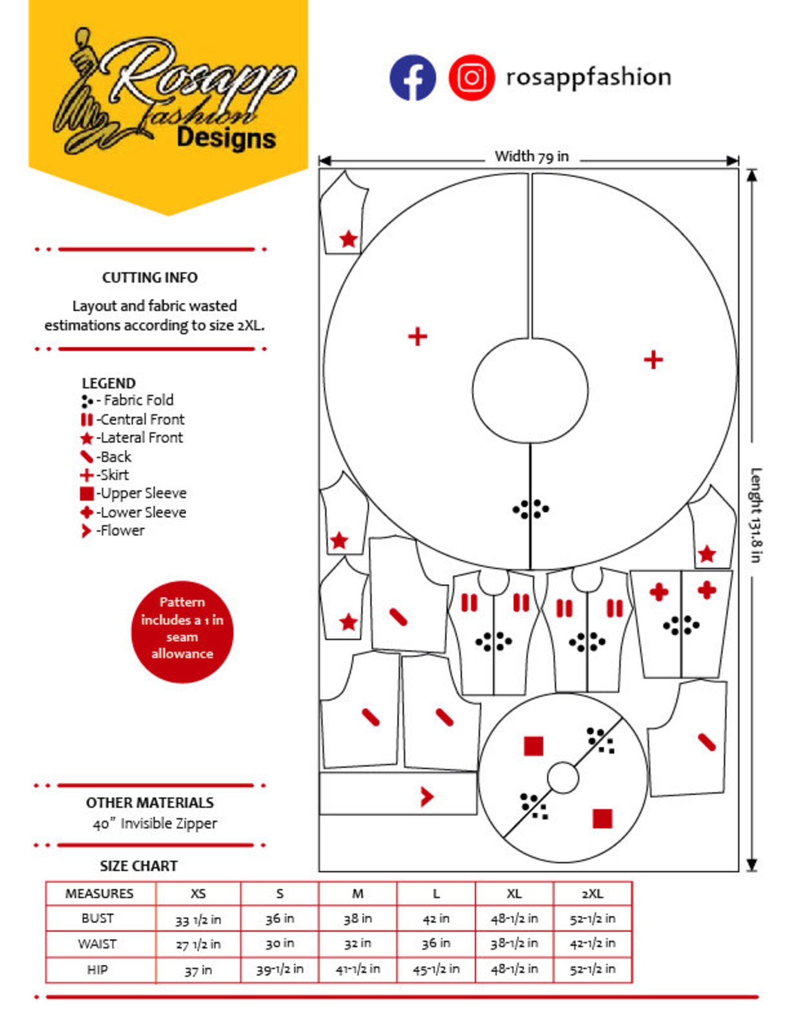 Rosa Circle Sewing Pattern for Women Dress/round Neckline/ Puff Sleeve ...