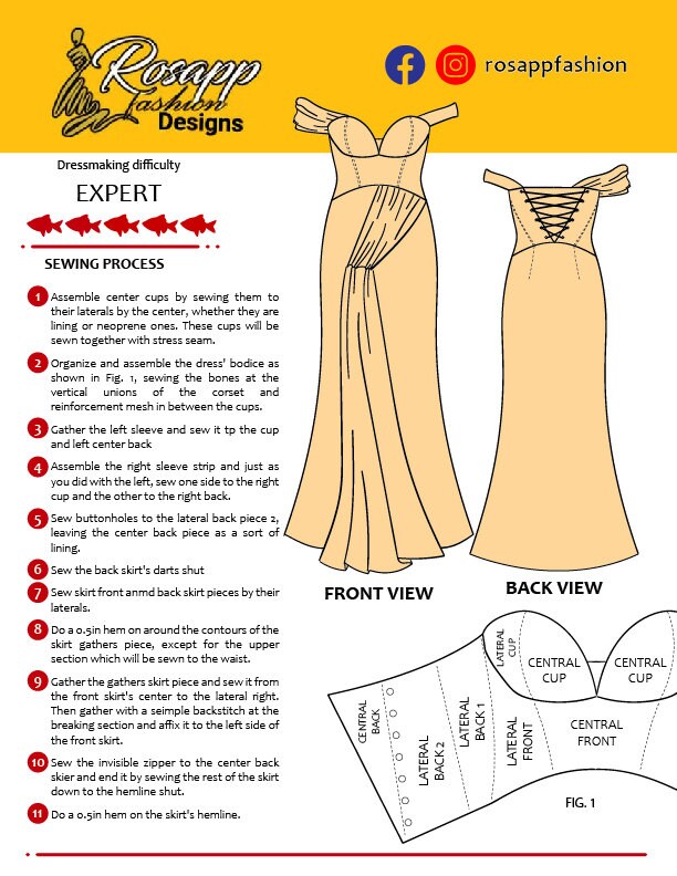 Loveable Bodice Sewing Pattern for Women Dress / Skirt Front Gathered ...
