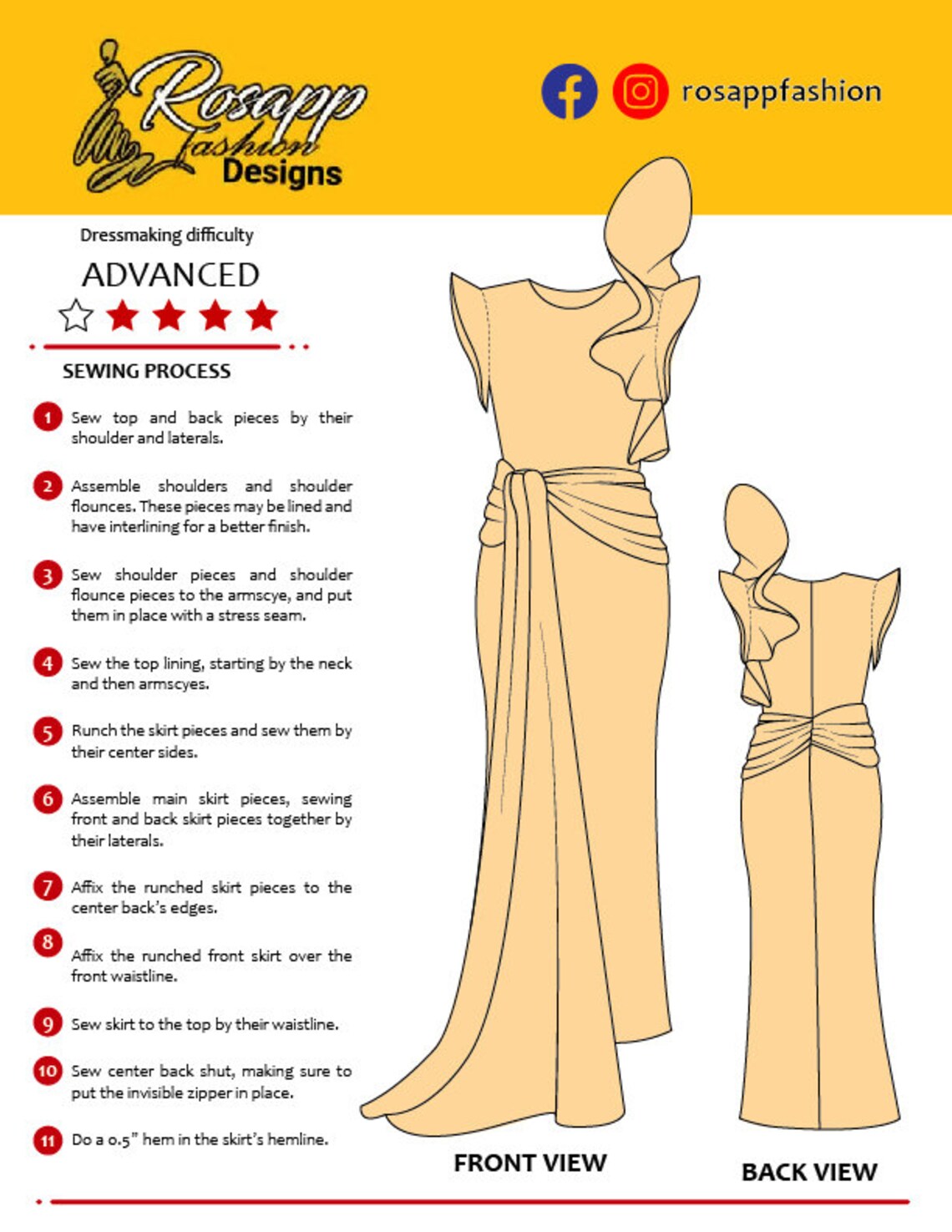 Queen Mermaid Sewing Pattern for Women Dress/flounces Sleeves/size S ...