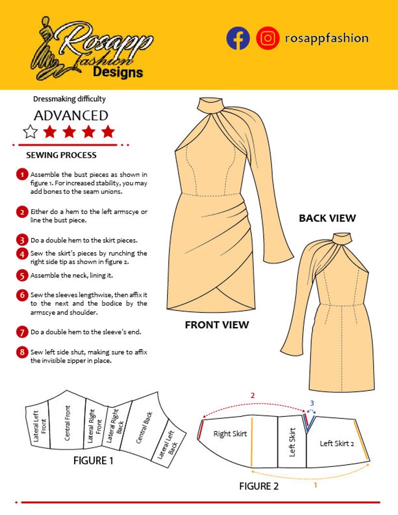 Decent Sewing Pattern for Women Dress/asymmetric/one Shoulder/mini ...