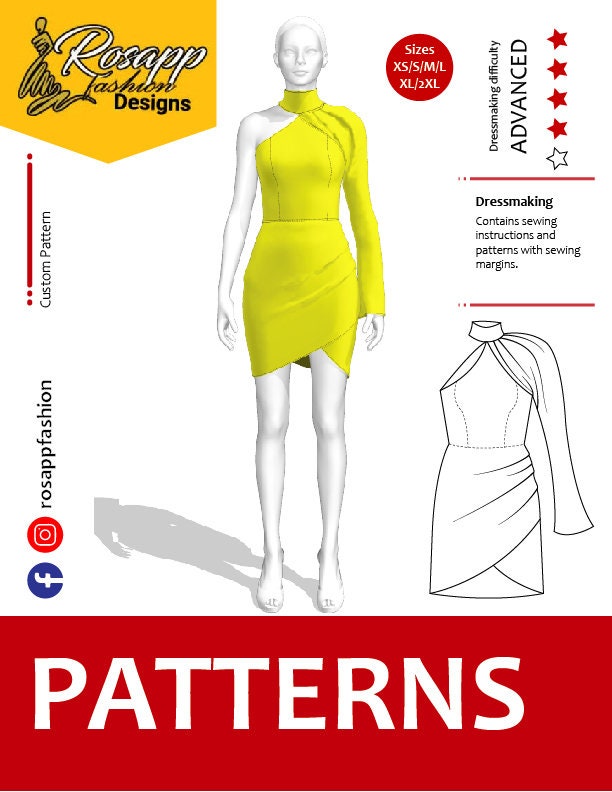 Decent Sewing Pattern for Women Dress/asymmetric/one Shoulder/mini ...