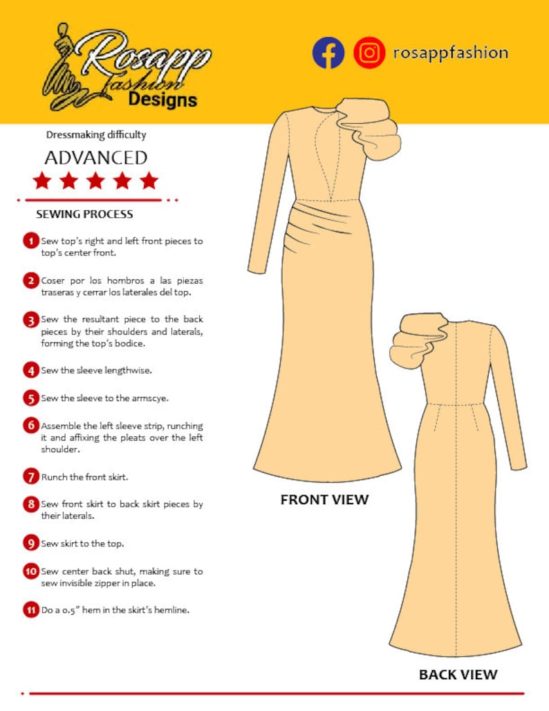 Ann Sewing Pattern for Women Dress/deep V-neckline/ Pencil Dress/ Maxi ...