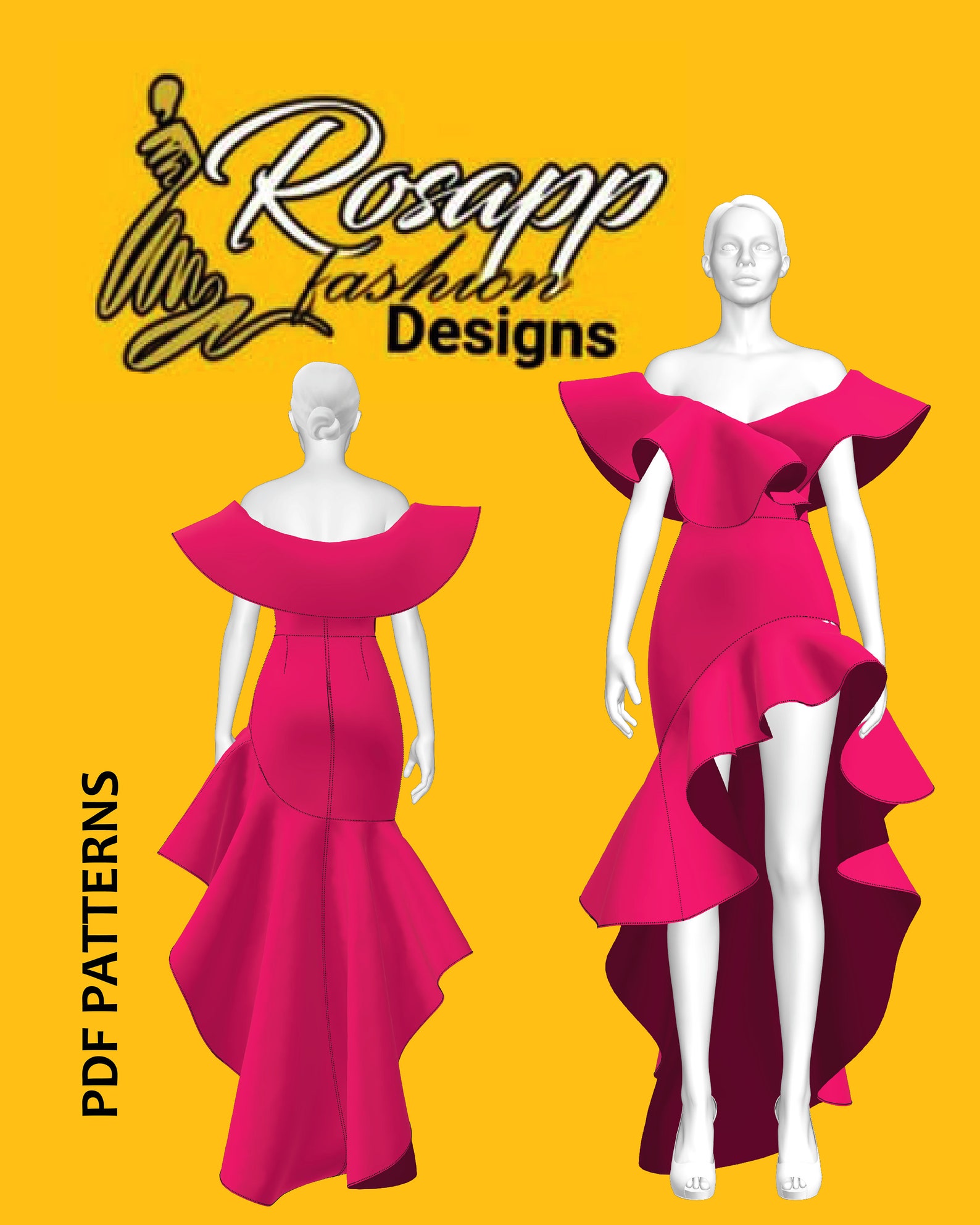 Tyler Flounces High Low Sewing Pattern/off Shoulder/s-2xl/instant ...