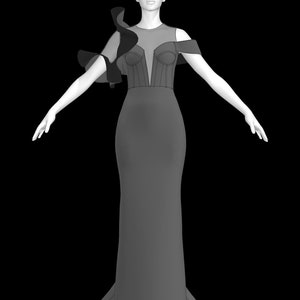 Honest Sewing Pattern for Women/ Bodice Fishtail Floor Dress/flounces ...