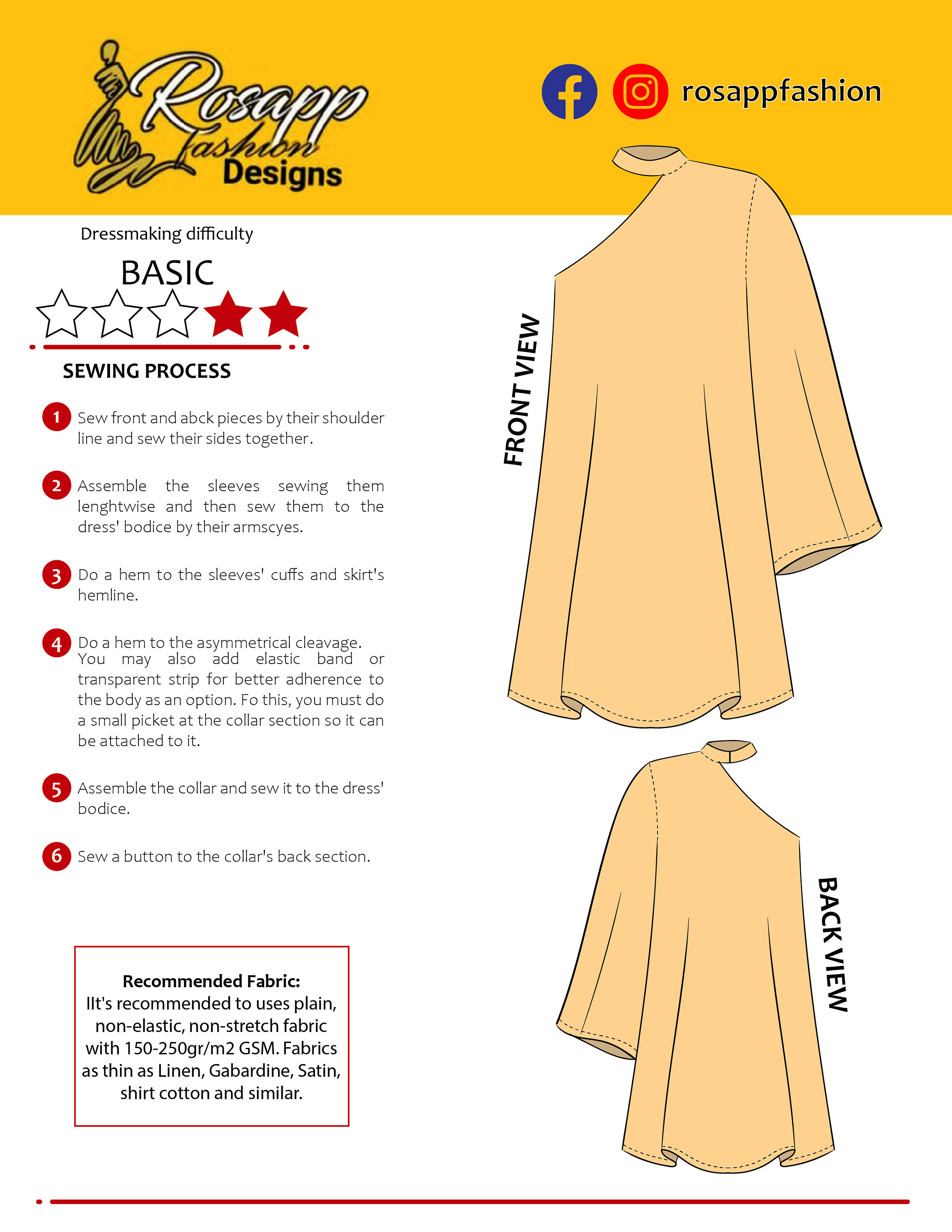 Bright Kaftan One Shoulder Pdf Sewing Pattern/above the Knee/ S-2xl ...