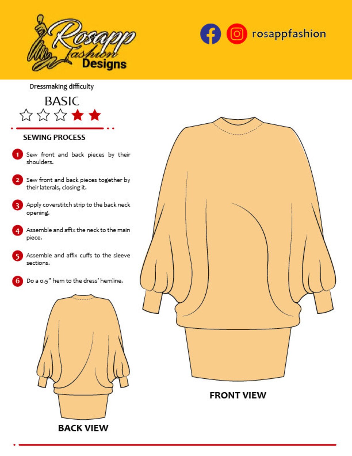 Butterfly High Neck Sewing Pattern for Women/below Knee/ High Neckline ...
