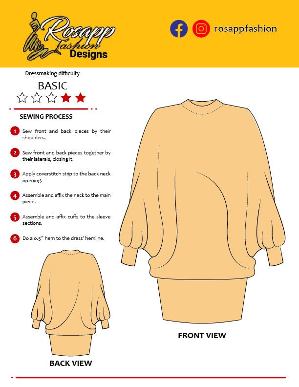 Butterfly High Neck Sewing Pattern for Women/below Knee/ High Neckline ...