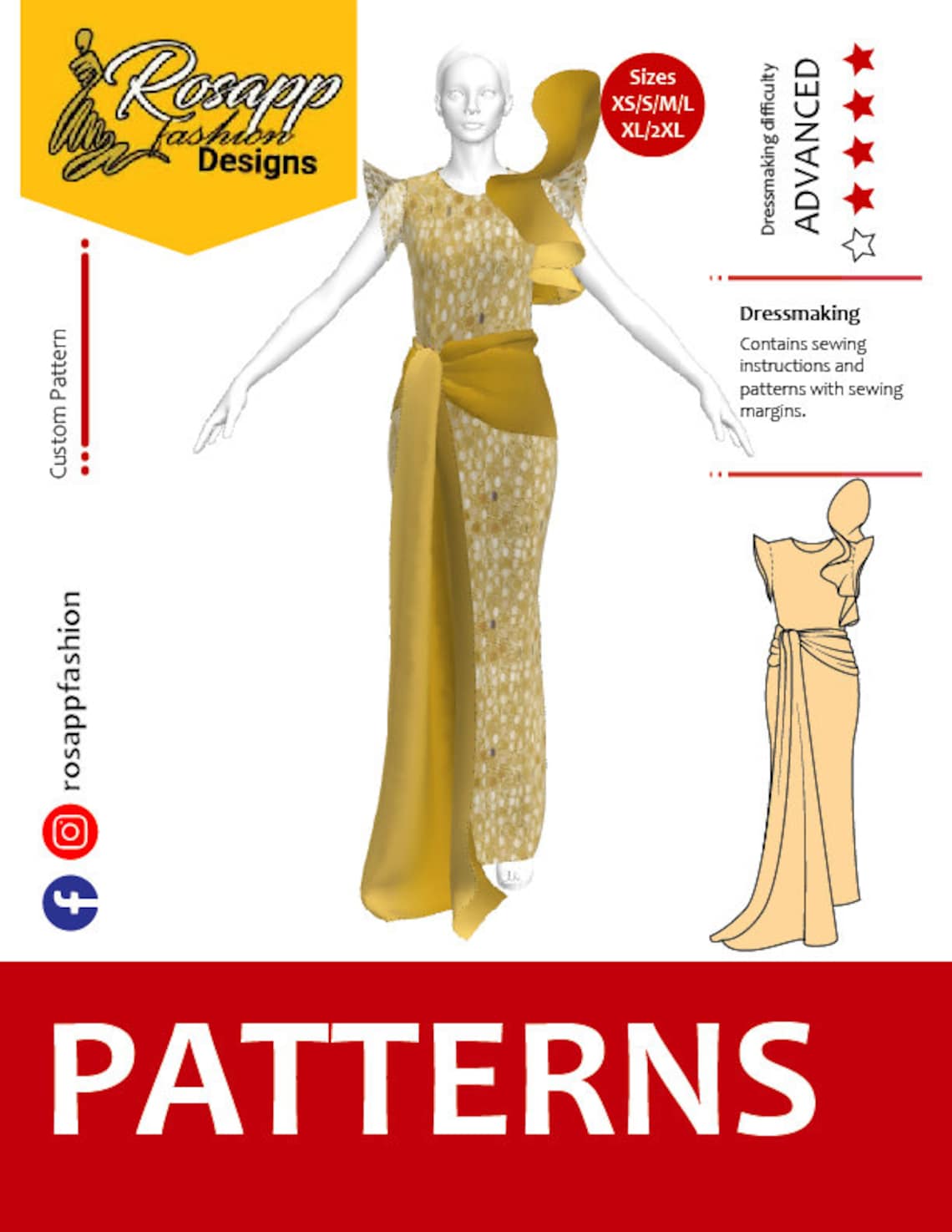 Queen Mermaid Sewing Pattern for Women Dress/flounces Sleeves/size S ...