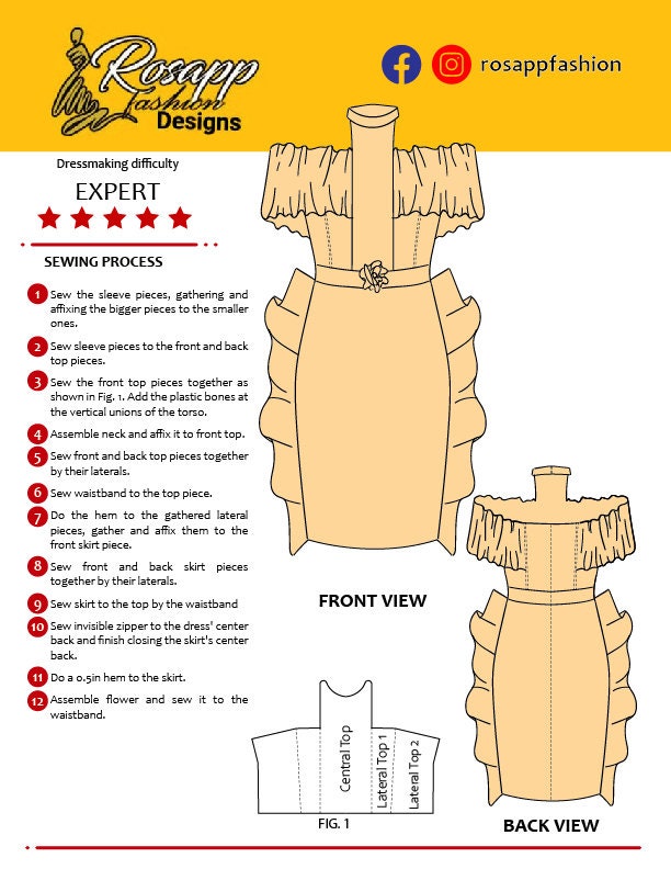 Charm Sewing Pattern for Women Dress/pdf Easy Digital Instant Download ...