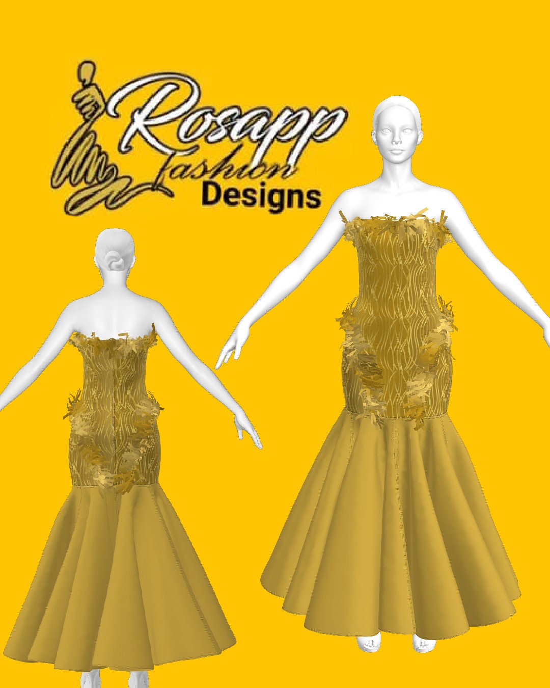 Golden Trumpet Sewing Pattern Dress for Women/strapless/floor Length ...