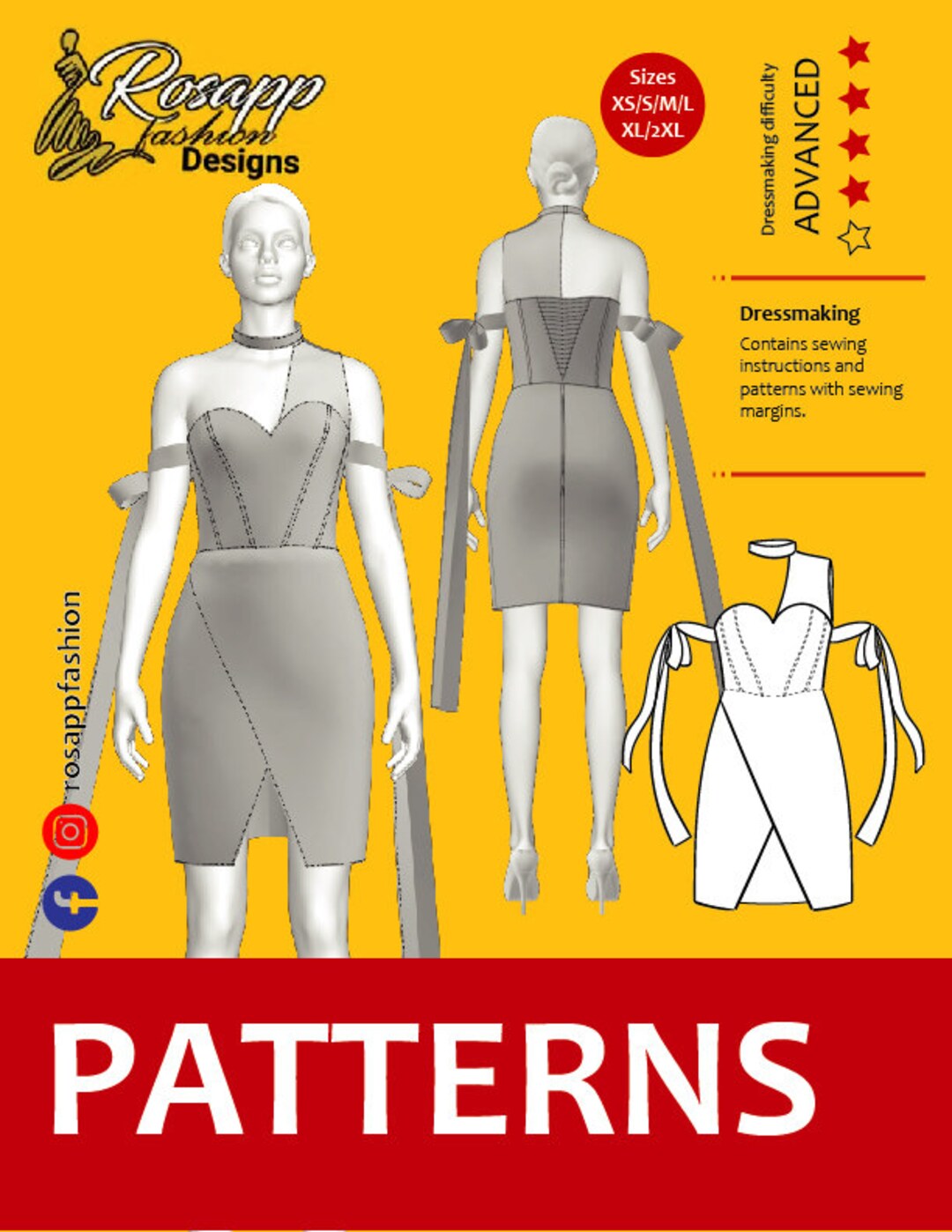 Luxurious Bustier Sewing Pattern for Women Dress/one Shoulder/front ...