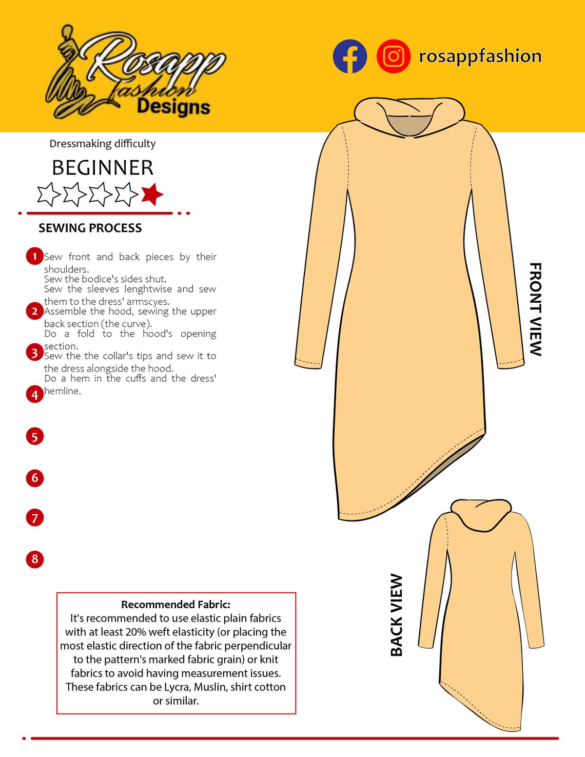 Clever Slim Hoodie Sewing Pattern for Women/long Sleeve/ Size S-2XL ...