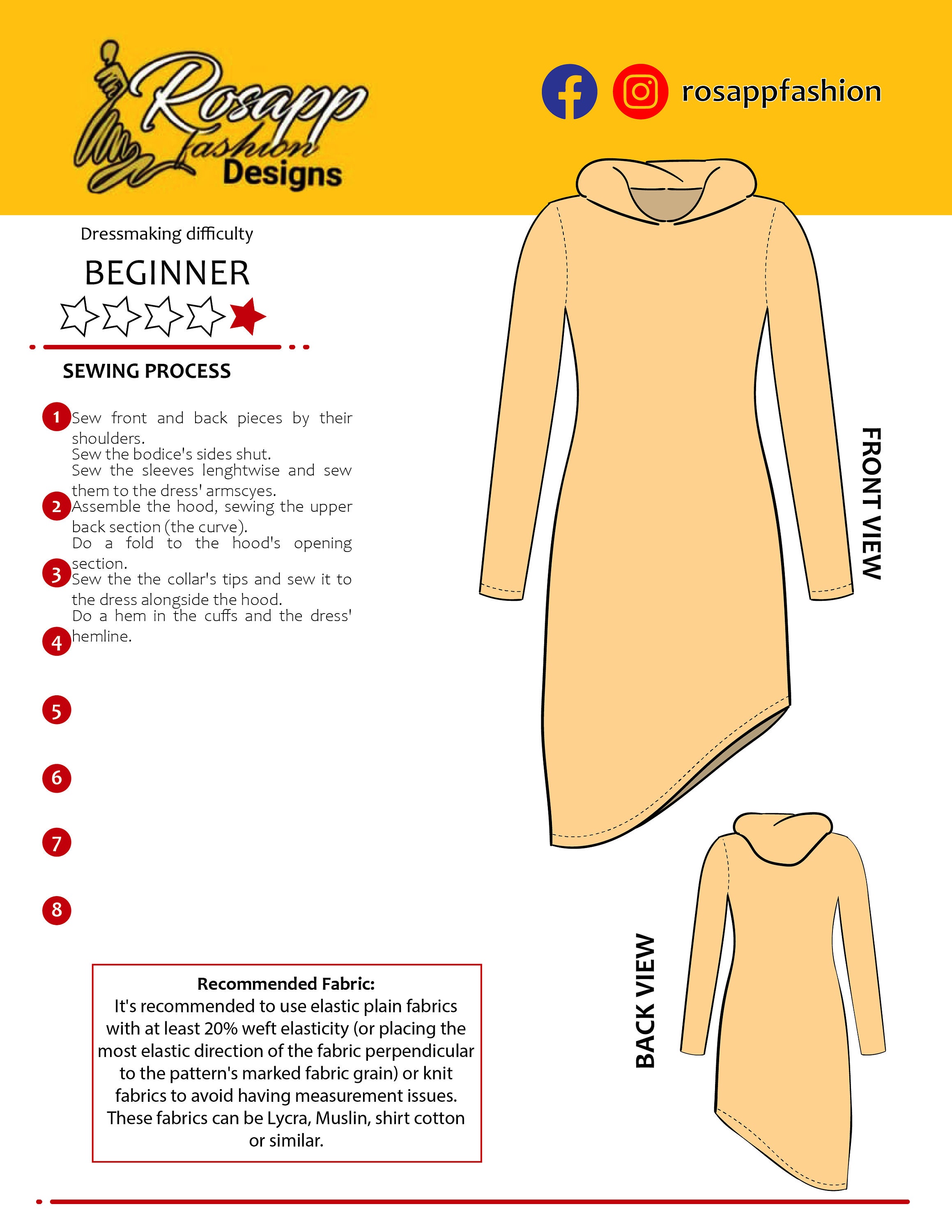 Clever Slim Hoodie Sewing Pattern for Women/long Sleeve/ Size S-2XL ...