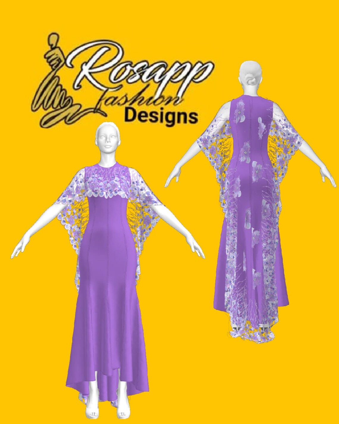 Long Cape Back Sewing Pattern for Women /floor Length / Neckline Round ...