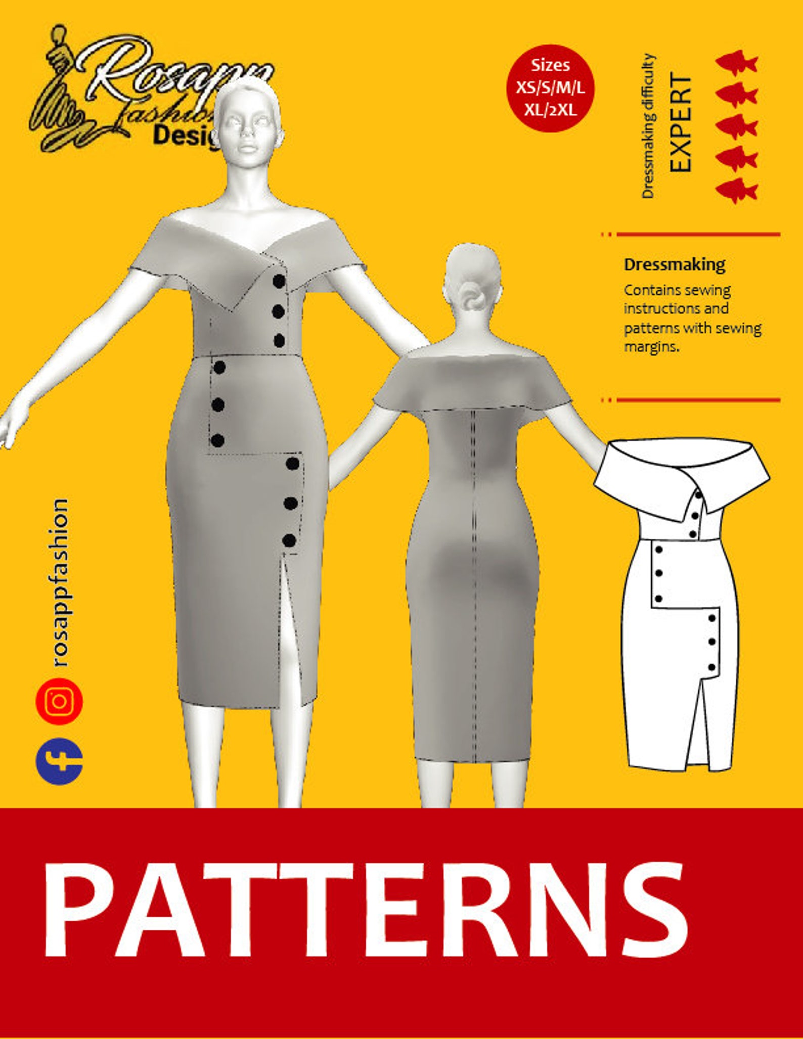 Miracle Sewing Pattern for Women Pencil Dress/off the Shoulder/below ...