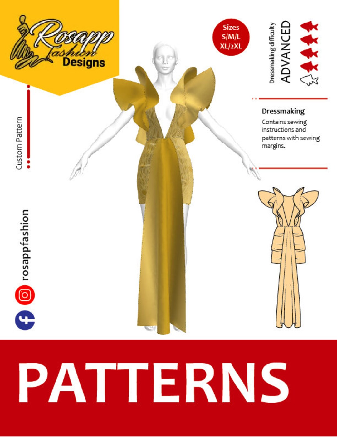 Gorgeous Sewing Pattern for Women Dress/above Knee /flounce Sleeve ...