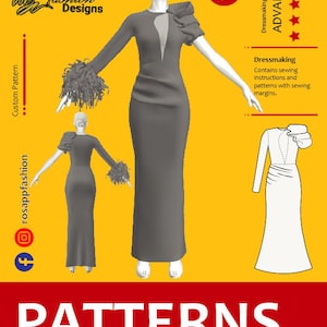 Ann Sewing Pattern for Women Dress/deep V-neckline/ Pencil Dress/ Maxi ...