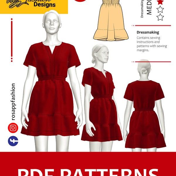 Attractive Sewing Pattern for Women Dress/trumpet Mermaid/crew Neckline ...