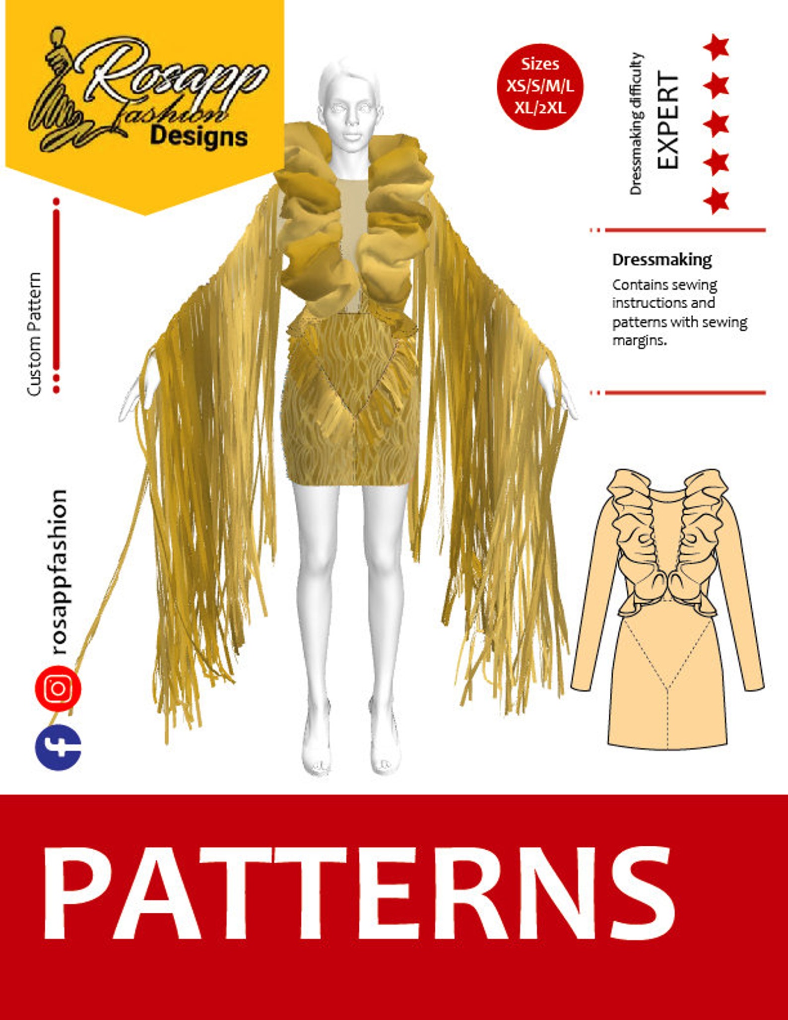 Impress Tassel Sewing Pattern for Women/flounce Neckline/tassel Sleeve ...